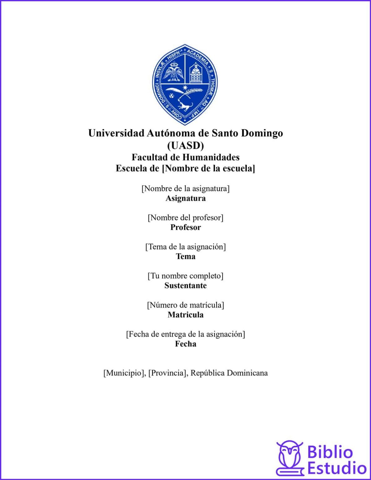 Hoja de presentación UASD - Facultad de Humanidades: Descarga tu ...