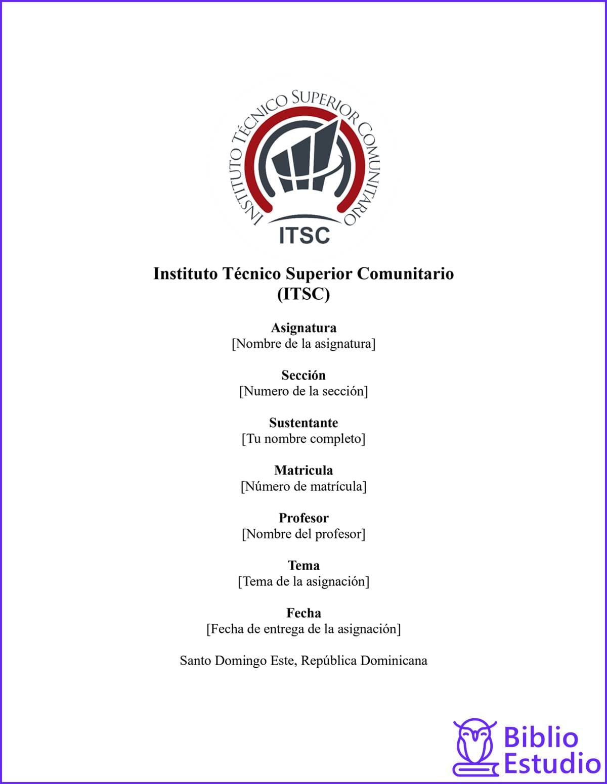 Hoja de presentación ITSC: Plantilla para descargar en Word 2025