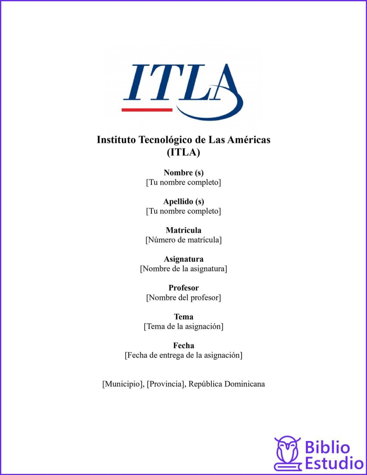 Hoja de presentación ITLA: Descarga tu plantilla oficial en Word y PDF 2025