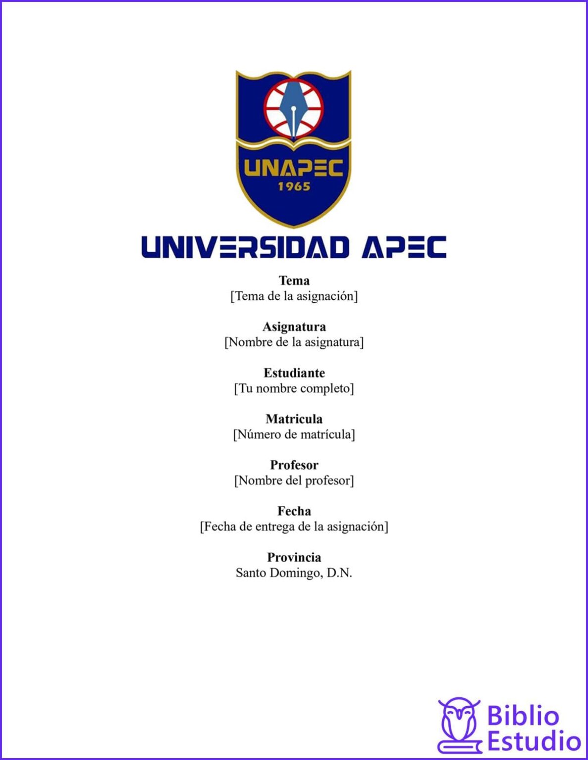 Hoja de Presentación UNAPEC en Word: Descargar Plantilla Editable 2025